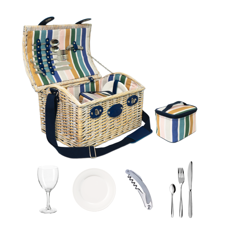 WD LIFESTYLE Cestino Picnic in Vimini per 2 Persone Bianco - Erresse Shop